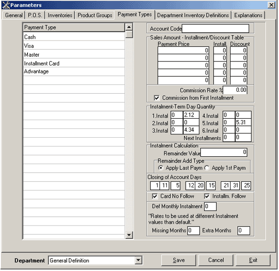 SentezShop Parameters