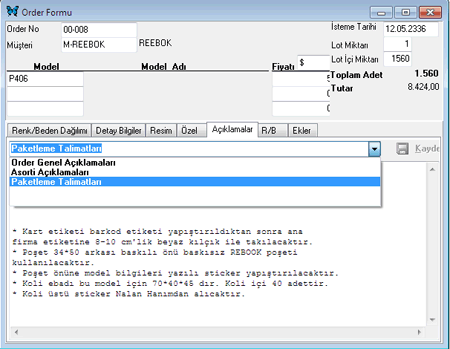 SentezVogue Order Formu